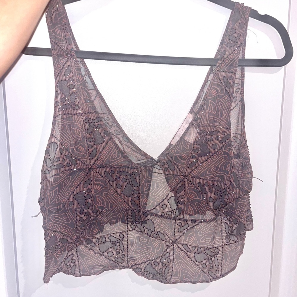 Vintage Beaded Shear Swing Crop Top - Gem